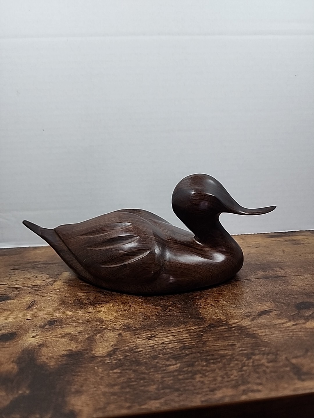 Hand Carved Solid Wood Duck Sculpture Heavy | eBay