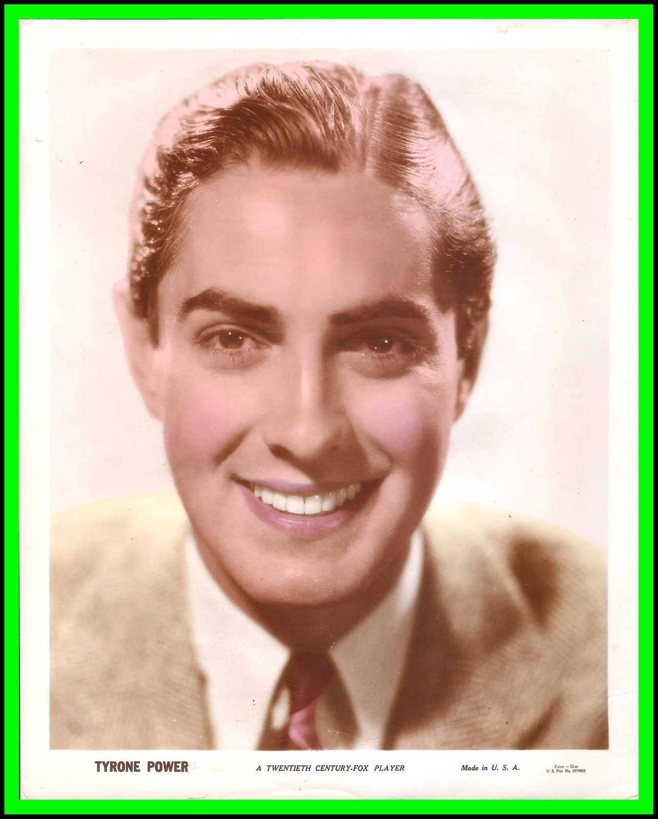 TYRONE POWER - Original Vintage COLOR 20th CENTURY FOX PORTRAIT 1930's ...