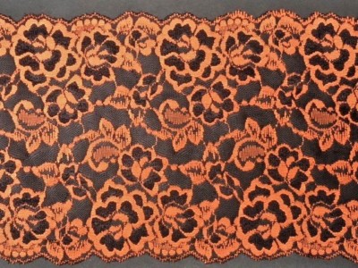 laverslace Stunning Black and Burnt Orange Stretch Lace Trim 7"/17.5cm ...