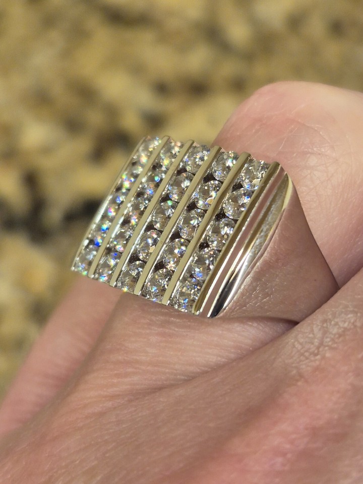 HSN Absolute Men's Sterling Silver Channel Set CZ Ring | eBay