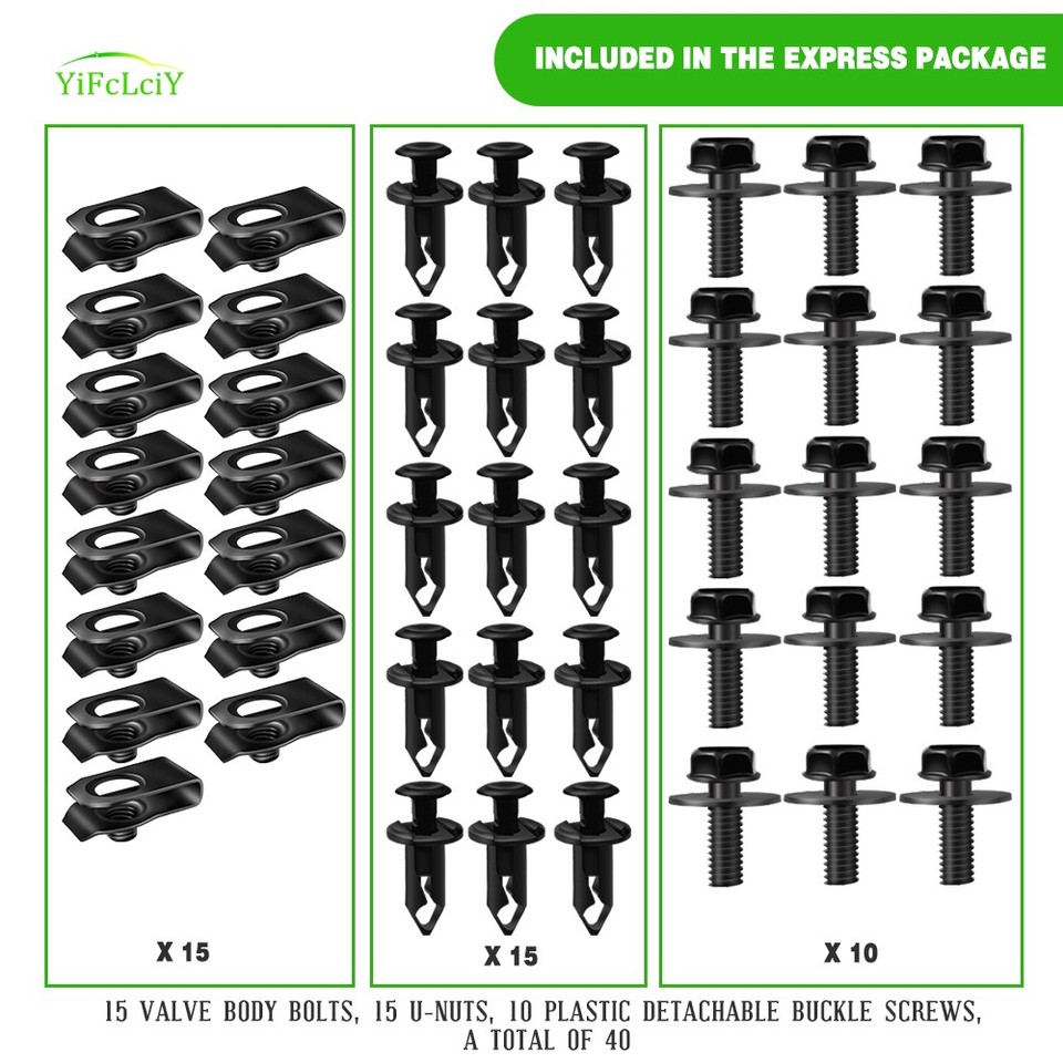 40pcs For Nissan Altima Engine Splash Shield Skid Plate Body Bolts U ...