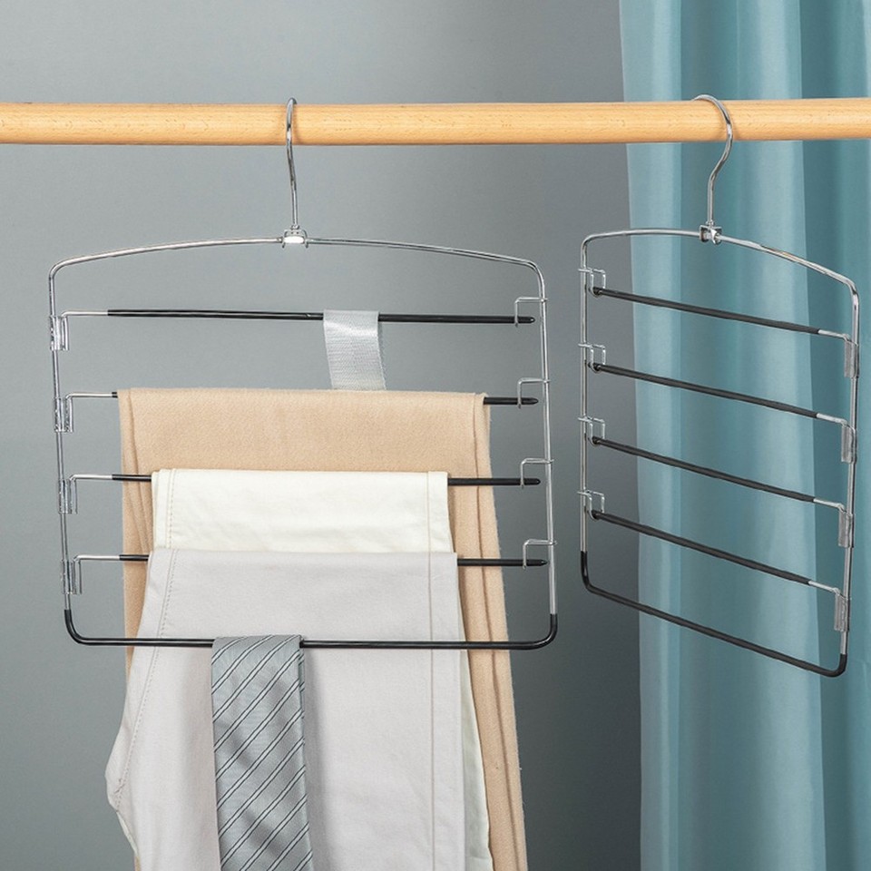 Space Saving Non Slip Trouser Hanger Multi Layer for Pants Organization ...