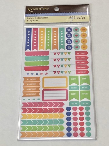 RECOLLECTIONS Scrapbook/Planner Accessories LABEL STICKERS 504 Pieces ...