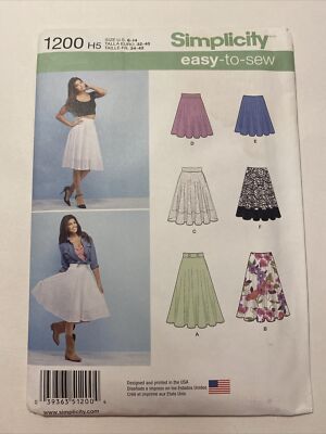 Simplicity 1200 Easy Sewing Pattern 3/4 Circle Twirl Skirt Sz 6-14 ...