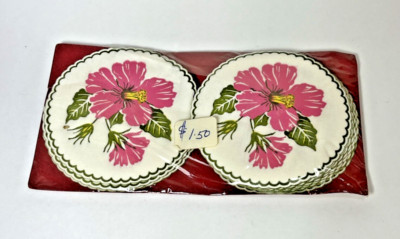 15 Paper Disposable Coasters Wax-Backed Hibiscus Flower Vintage Barware ...