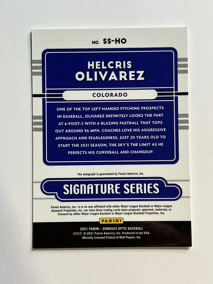 2021 Donruss Optic Helcris Olivarez Signature Series SS-HO Auto | eBay