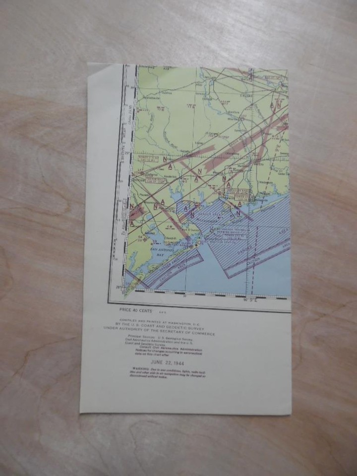 1944 Gulf Coast Regional Aeronautical Chart Pilot Map New Orleans ...