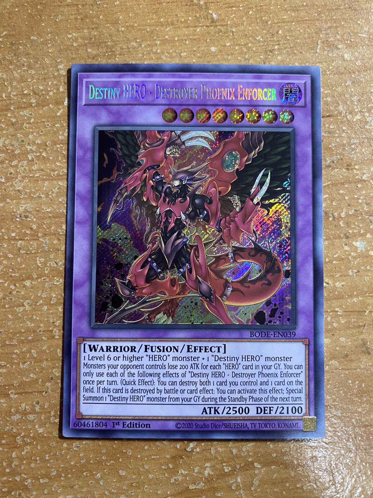 🔥 Yugioh DESTINY HERO DESTROYER PHOENIX ENFORCER BODE-EN039 SECRET RARE ...