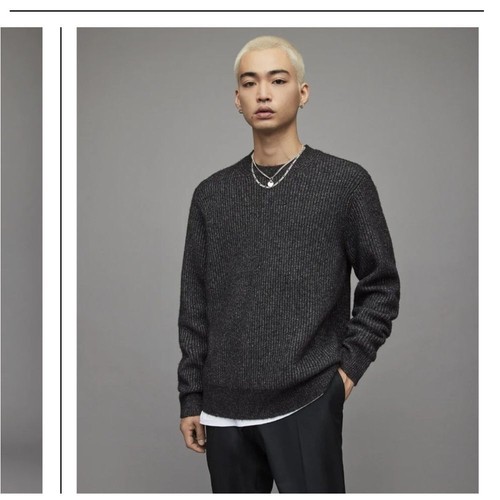 ALLSAINTS Astro Crew Sweater Size Medium Ribbed Knit Metallic Wool ...