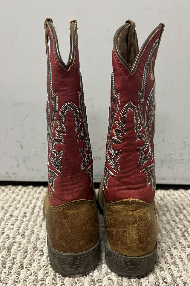 Youth JUSTIN Cowboy Boots Size 12D Bent Rail Arizona Cherry 326JR ...