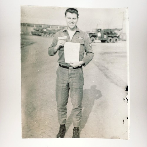 Short-timer Soldier Holding Paper Photo 1960s Germany US Army Man ...