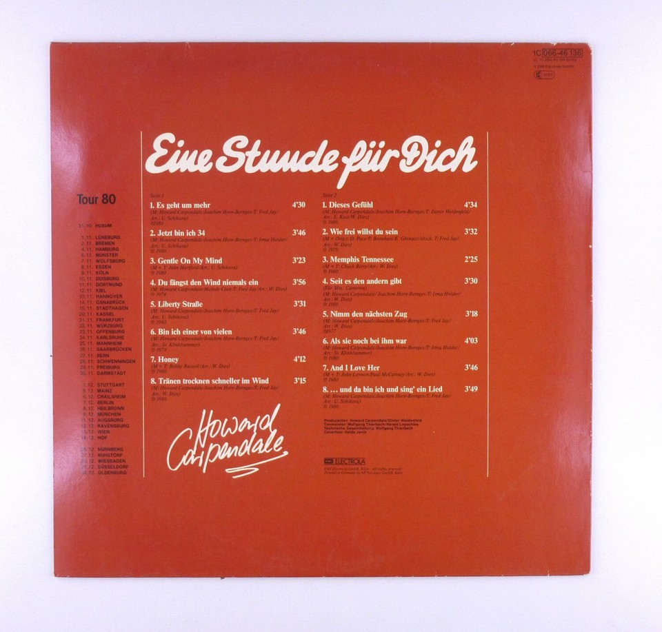 12 " LP - Howard Carpendale - Uno Stunde Per Dich - A6256 | eBay