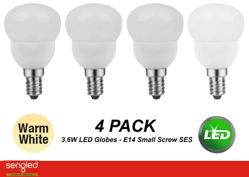 4 x 3W LED Warm White Light Globes Bulbs Lamps Small Screw E14 SES ...