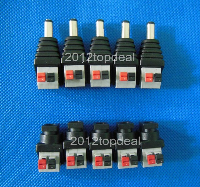 Male female DC low voltage power solderless connectors quick push 5.5 ...