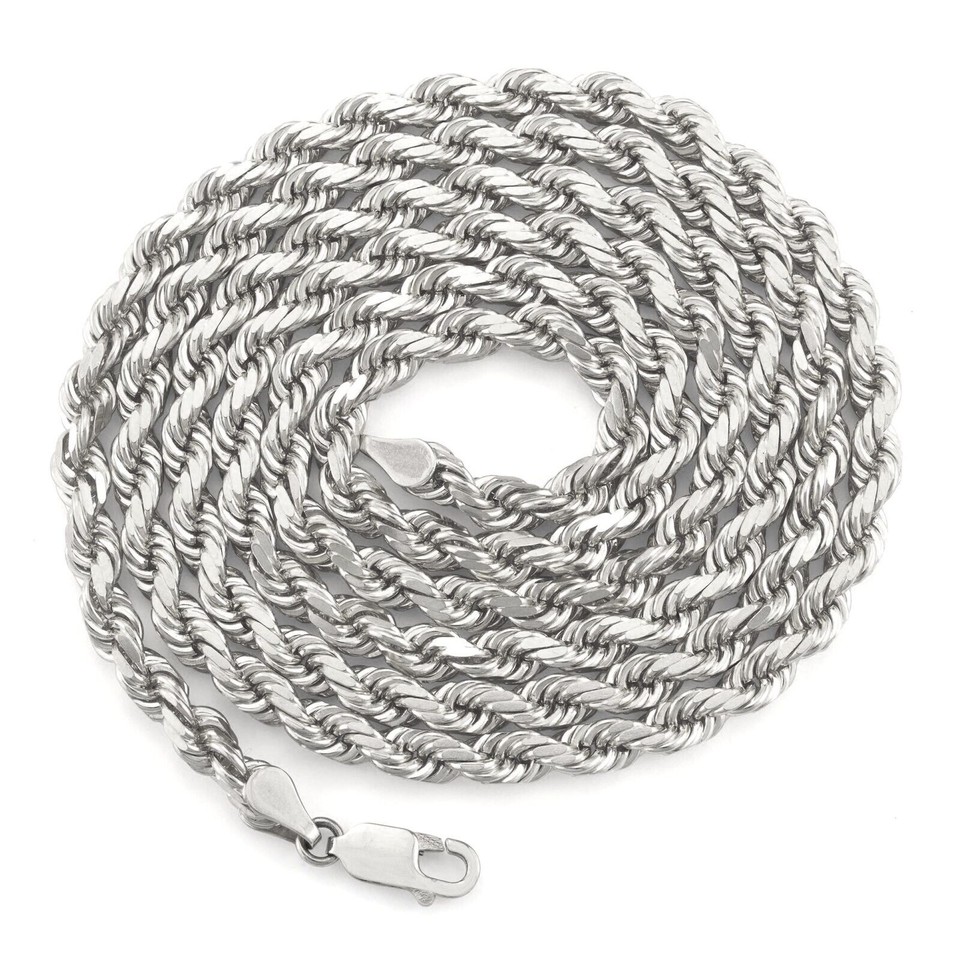 925 Sterling Silver Mens ROPE Pendant Link Chain/Necklace 22" 6 mm 60 ...