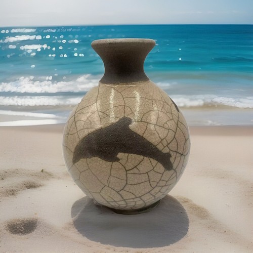 Vintage Raku 6” Vase Dolphins Maui Artist Signed Rick Cosci 1998 | eBay