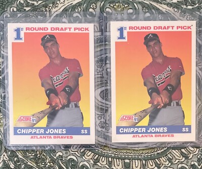 Lot of (2) 1991 Score "1st Round Draft Pick" Chipper Jones Rookie Cards ...