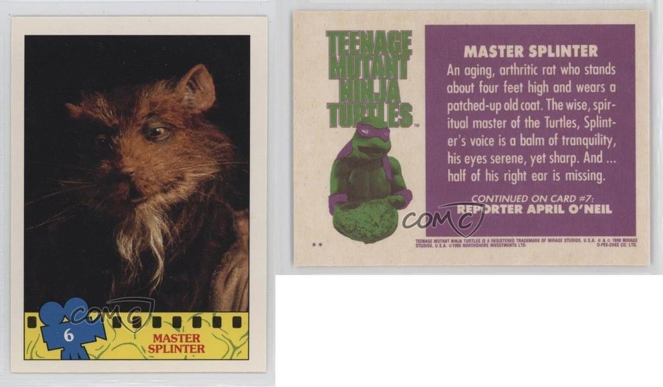 1990 O-Pee-Chee Teenage Mutant Ninja Turtles Movie Master Splinter #6 ...