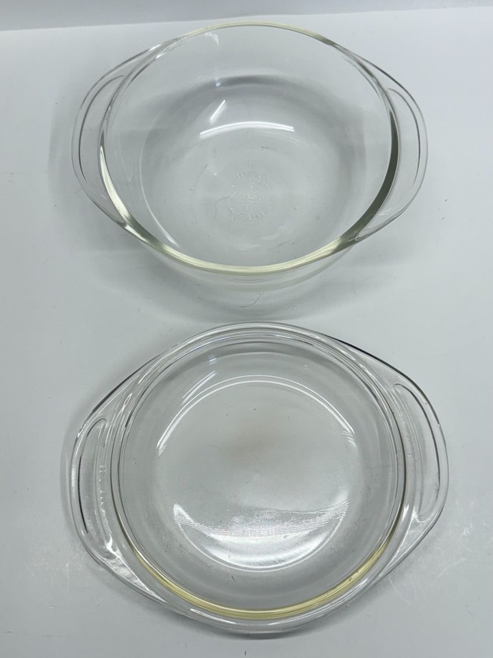 Vintage Pyrex 1 QT Bowl w/Lid Clear Glass Ovenware Casserole Dish #022 ...