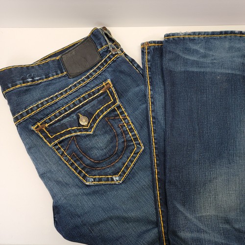 True Religion Ricky Super T Mens Gold Stitch Trim Flap Pockets Straight ...