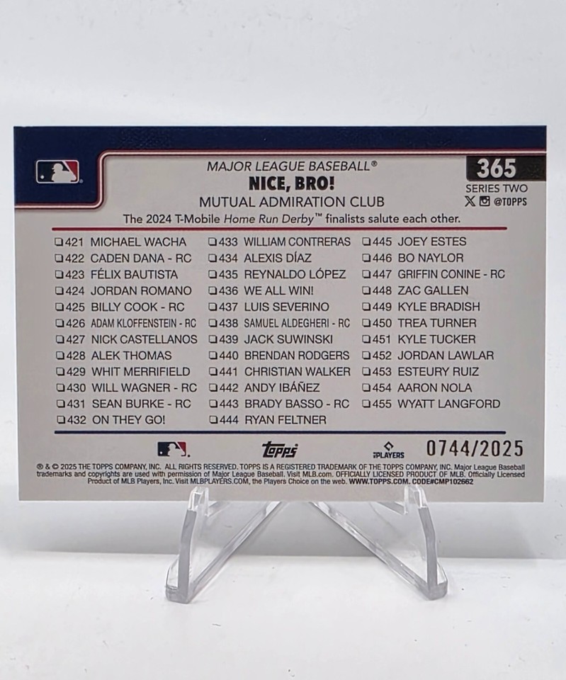 2025 Topps Series 2 - NICE BRO #365 Gold Parallel /2025 Bobby Witt Jr ...