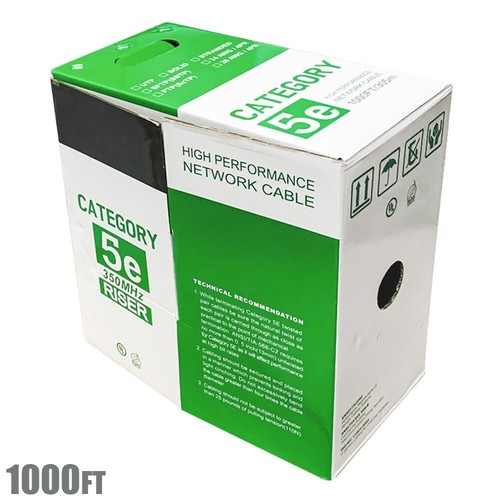 1000FT CAT5E Network LAN Ethernet UTP Bulk Cable Solid Copper Wire ...