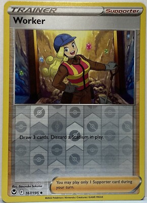 Worker 167/195 Pokemon TCG Sword & Shield - Silver Tempest Reverse Holo ...