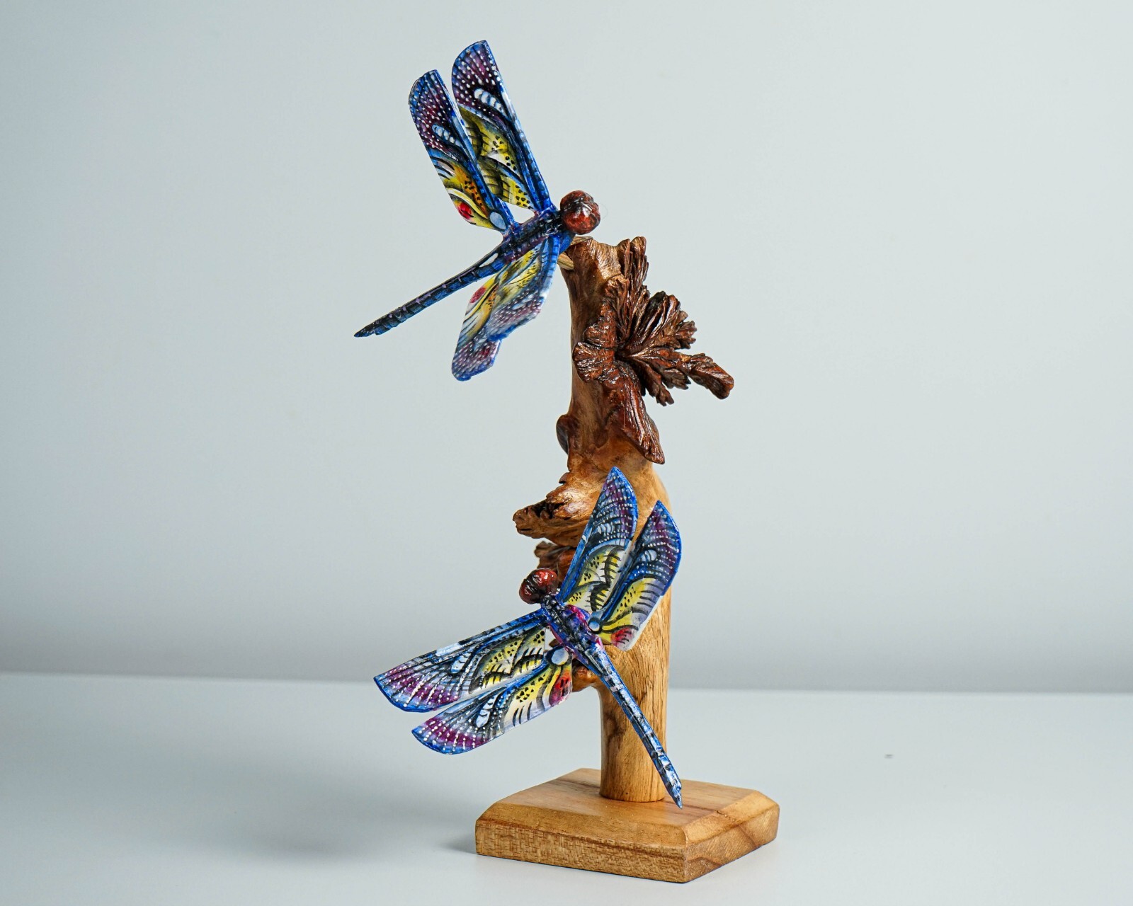 Anniversary Gift, Blue Dragonfly Sculpture, Couple, Wood Carving ...