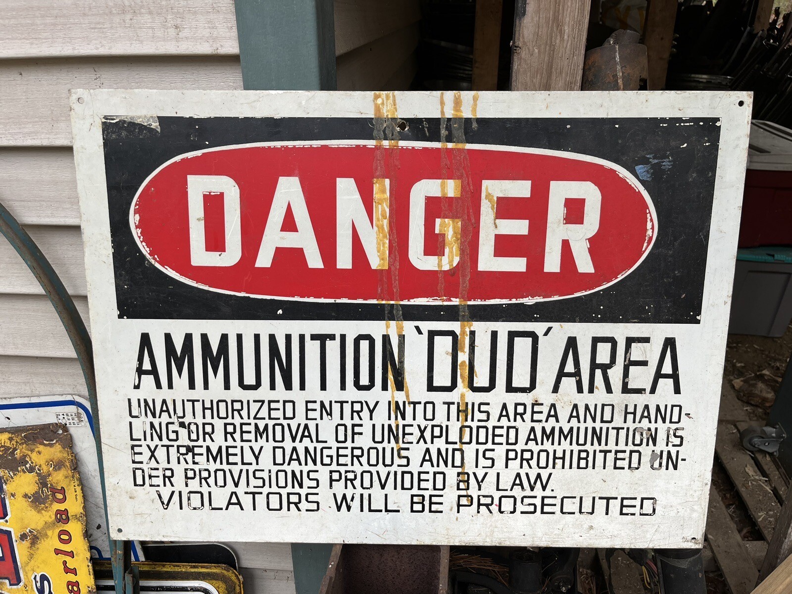 Vintage Danger Ammunition Dud Sign | eBay