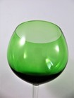 Emerald Green Blown Glass Round Goblets Thin Clear Stems 10 Ounce Set ...