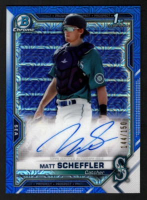 Matt Scheffler 2021 Bowman Chrome 1st Year Blue Mojo Refractor 144/150 ...