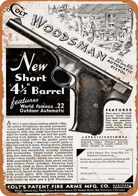 METAL SIGN - 1933 Colt Woodsman .22 Pistol - Vintage Look Reproduction ...