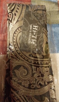 Hi Tie Gold And BlackSilk Tie Mens Paisley Solid Necktie Wedding Set | eBay