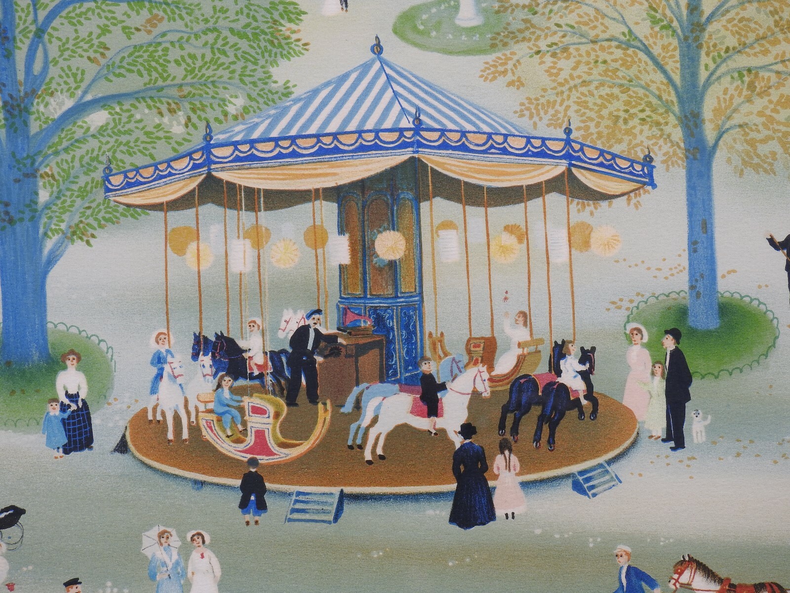 Michel Delacroix Lithograph "Carousel en Parc Monceau" Signed Framed ...