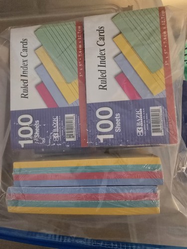 Lot of 24: 100 ct. Blank 3" X 5" Index Cards Unlined White Colored ...