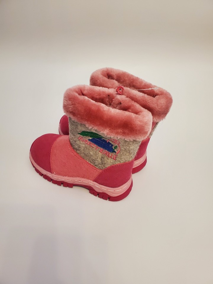Girl's ‘Leopard' Pink Wool Shearling Snow Boot Valenki Sz 12 US / 30 EU ...