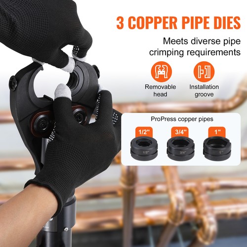 Copper Tube Fittings Crimping Tool with 1/2" 3/4" 1" Jaws Pipe Cutter ...