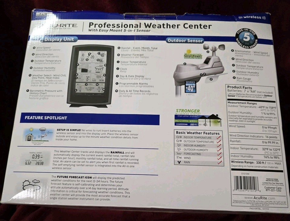 ACURITE Professional Weather Center 5-in-1 Sensor Wireless NEW | eBay