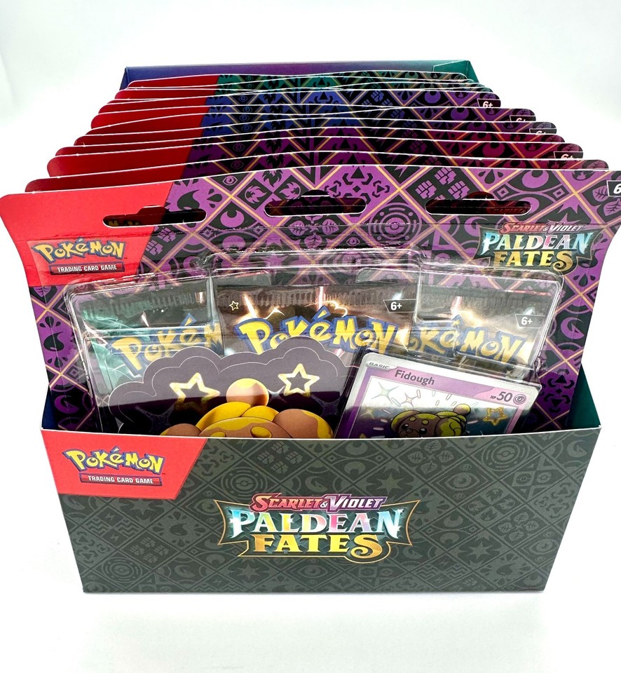 Pokemon TCG Paldean Fates 3 PACK TECH STICKER DISPLAY CASE Factory ...