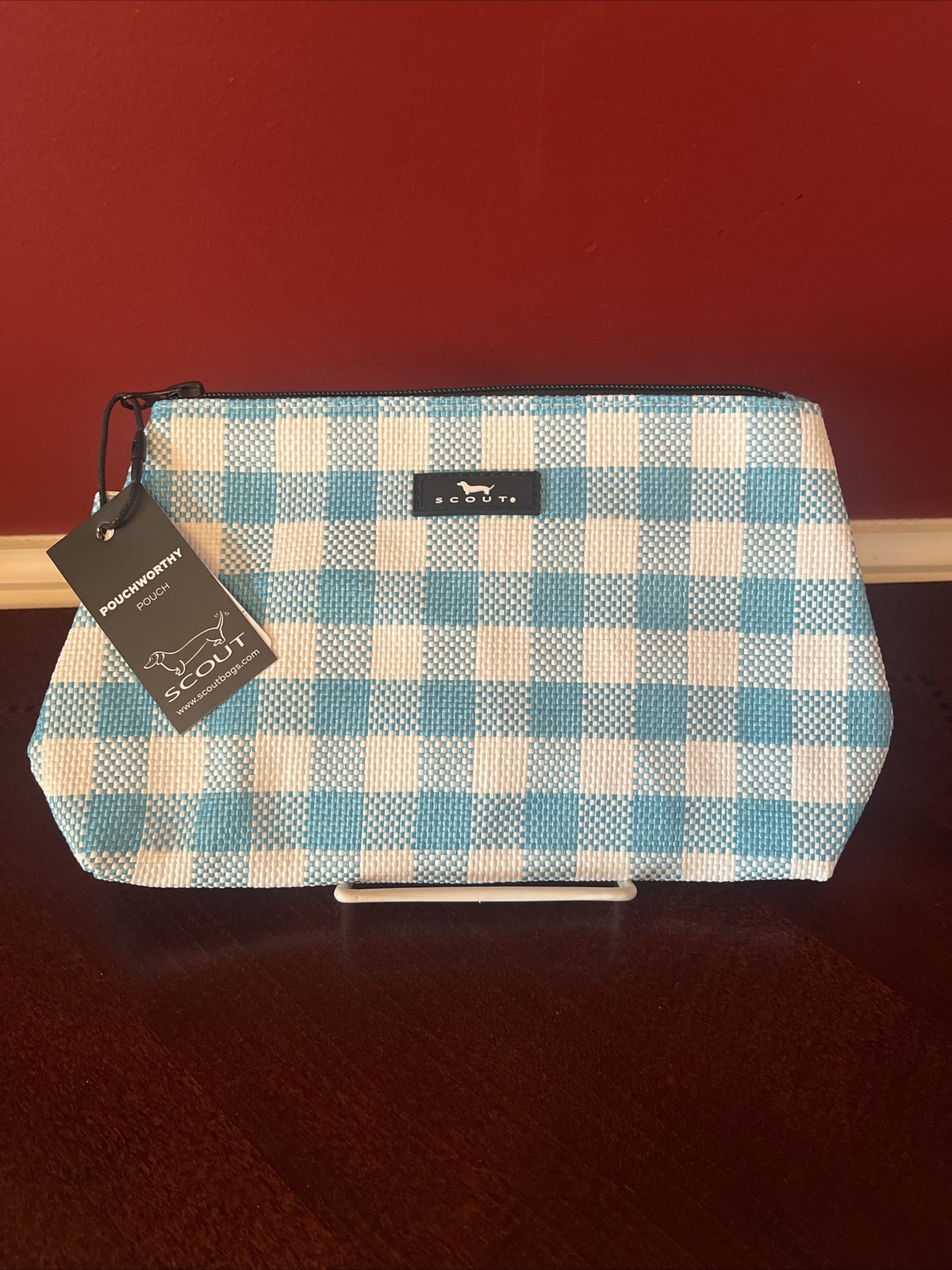 NWT Scout Bags Pouchworthy Pouch Blue White Check Nautical Beach | eBay