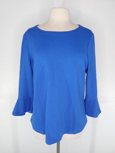 Lands End Womens Large Petite 3/4 Flutter Sleeve Interlock Knit Top ...