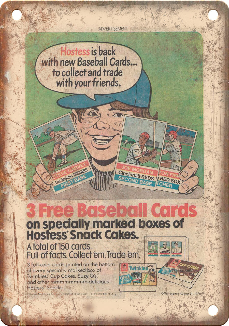 Hostess Baseball Card Comic Book Ad 12" x 9" Reproduction Metal Sign ...