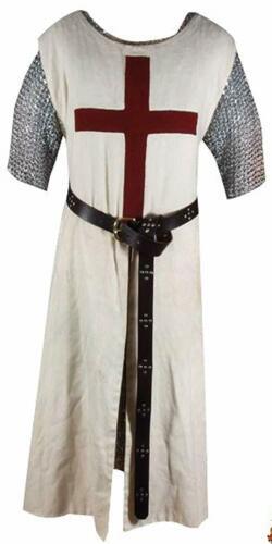 Medieval Cape Cloak Tabard - LARP Tunic Maroon Cross - Crusader Costume ...
