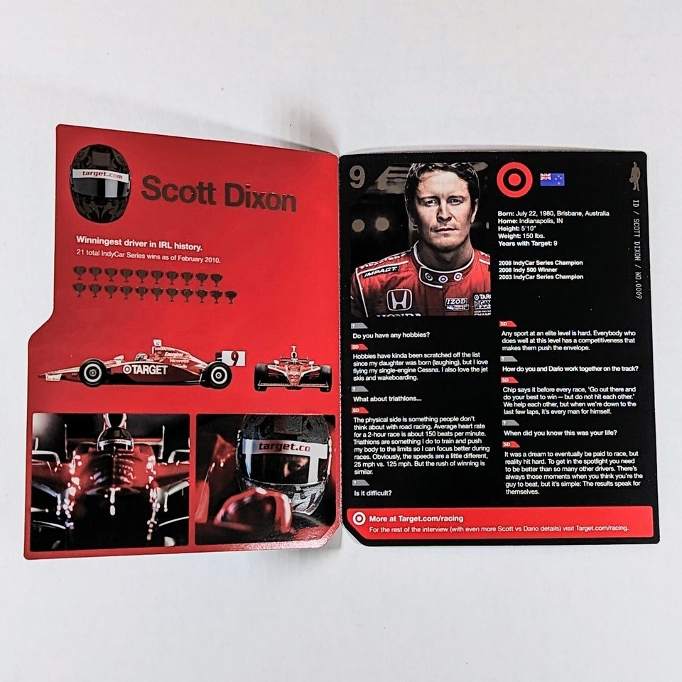 Scott Dixon Autograph Signed Photo Card 2010 Indy Car Target #9 | eBay
