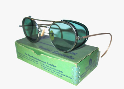 Antique Green Willson Goggles Sunglasses Vtg Steampunk Old Safety ...