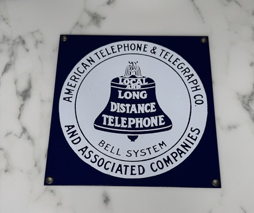 Sign Long Distance Telephone Bell System 8X8"- Made in U.S.A Ande ...