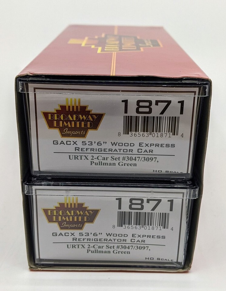 Broadway Limited 1871 HO URTX GACX 53'6" Wood Reefer #3047,3097 (Pack ...
