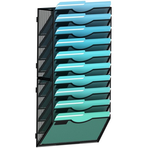 10-Tier Wall File Organizer Hanging Wall File Holder Wall Mount Paper ...