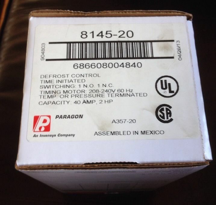 PARAGON 8145-20 OEM REFRIGERATION CONTROLLER DEFROST-O-MATIC TIMER A ...