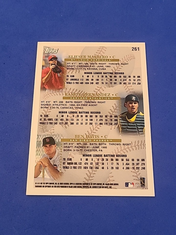 1998 Ben Davis - Elieser Marrero - Ramon Hernandez ROOKIE Topps #261 | eBay